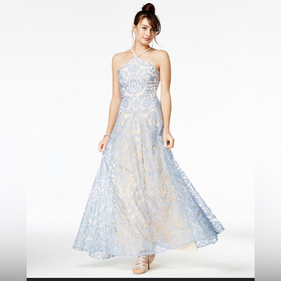 Speechless | Dresses | Speechless Juniors Embroidered Halter Gown With ...